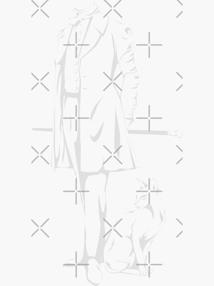 "Victorian Dandy with Cat - Inverted Gray" Sticker for Sale by ...
