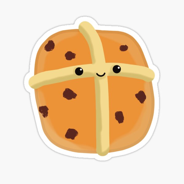 "Cute Hot Cross Bun" Sticker for Sale by Funful | Redbubble