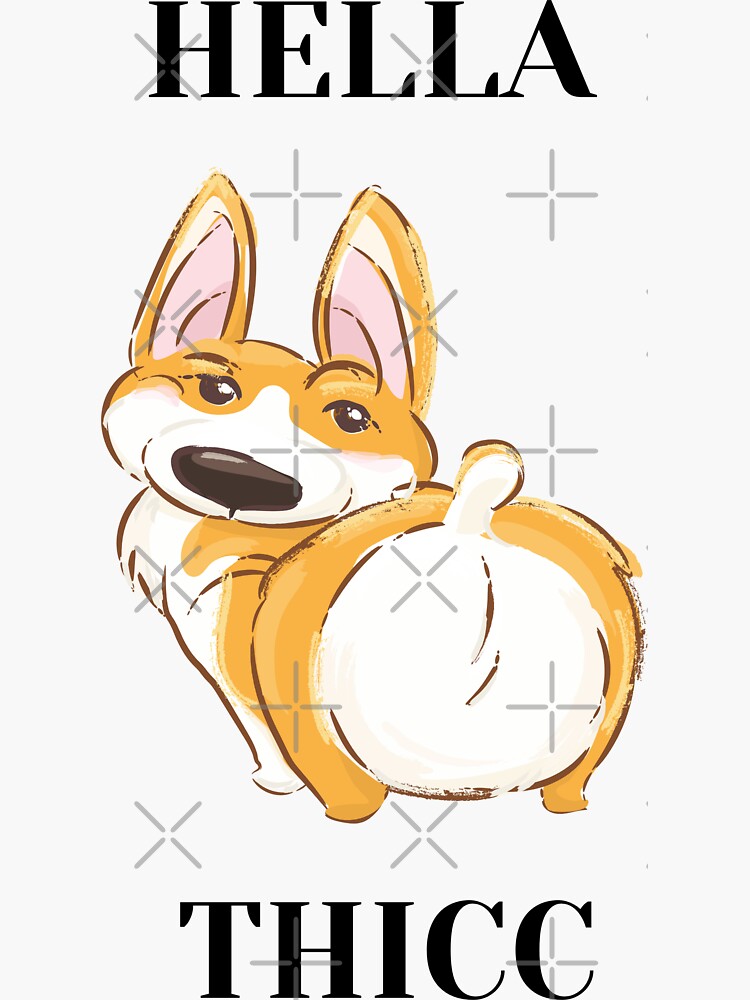 "Hella Thicc Corgi" Sticker for Sale by GreatWear | Redbubble