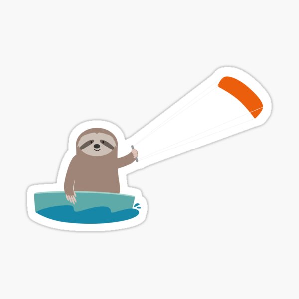 "Kitesurfing surfer surfboard sloth" Sticker by Mrkram | Redbubble