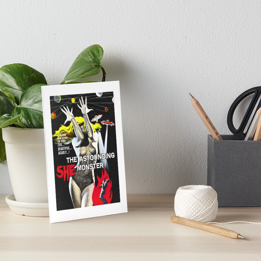 "Vintage Movie Poster Astounding She Monster" Art Board Print for Sale ...