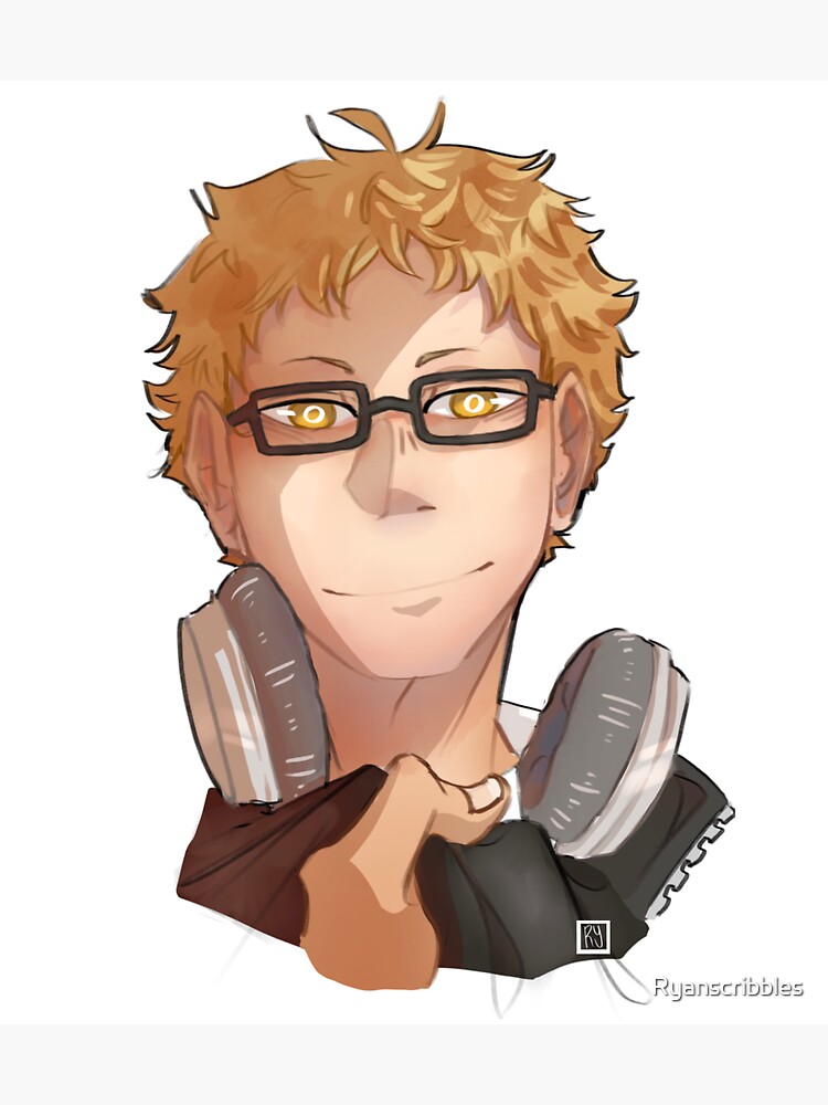 "tsukishima redraw " Sticker for Sale by Ryanscribbles | Redbubble