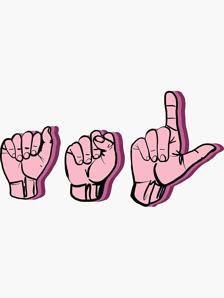 "ASL fingerspelling sticker Pink" Sticker for Sale by Jennaviveart ...
