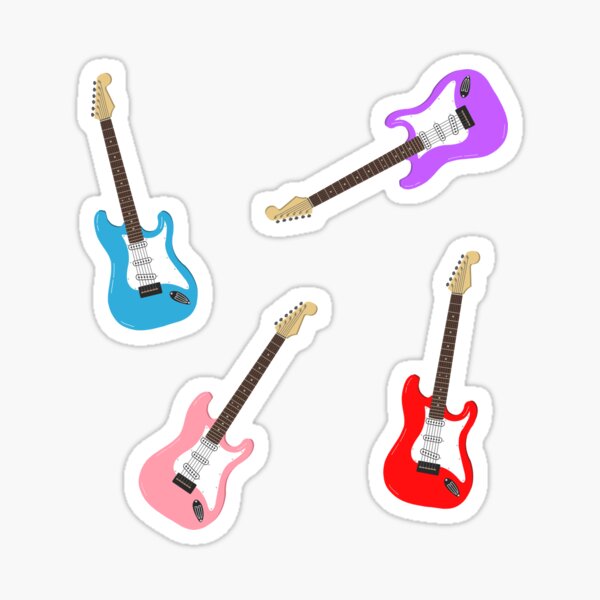 "Colorful Guitars sticker pack" Sticker for Sale by melsticker | Redbubble