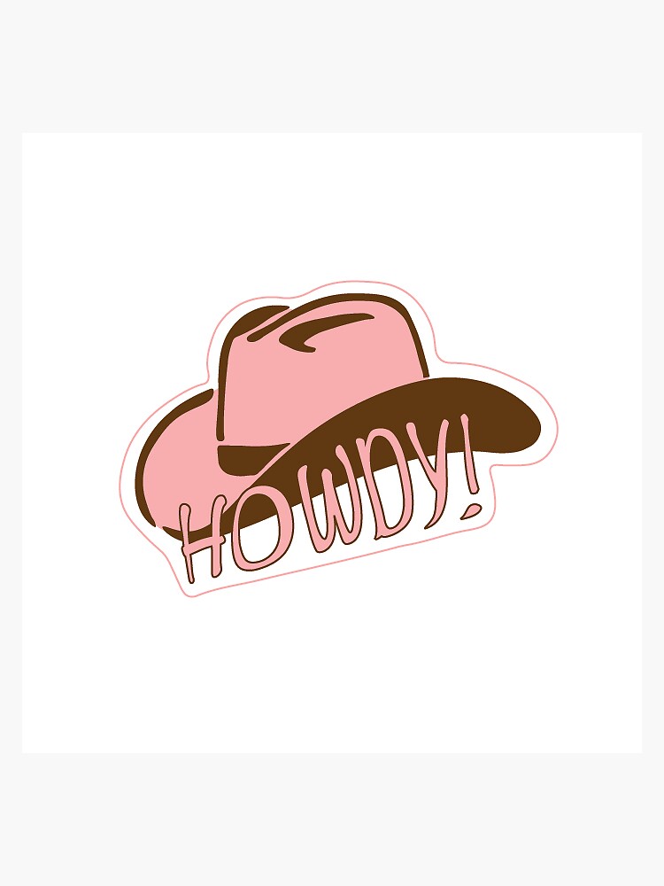 "Pink and Brown Howdy! Cowboy Hat" Sticker by sayers34 | Redbubble