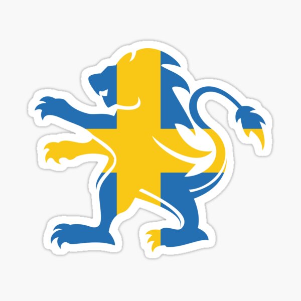 "Swedish Flag Heraldic Lion" Sticker by Slav-Art | Redbubble
