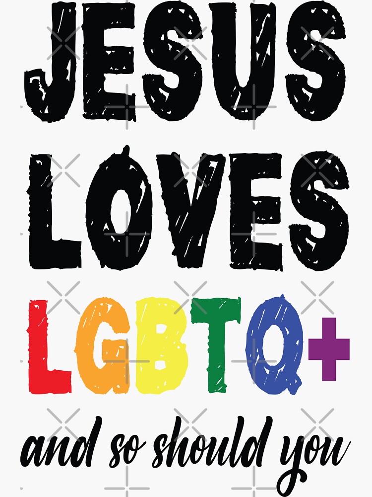 "Jesus loves LGBTQ+, Vintage Rainbow pride, colourful gift" Sticker by ...