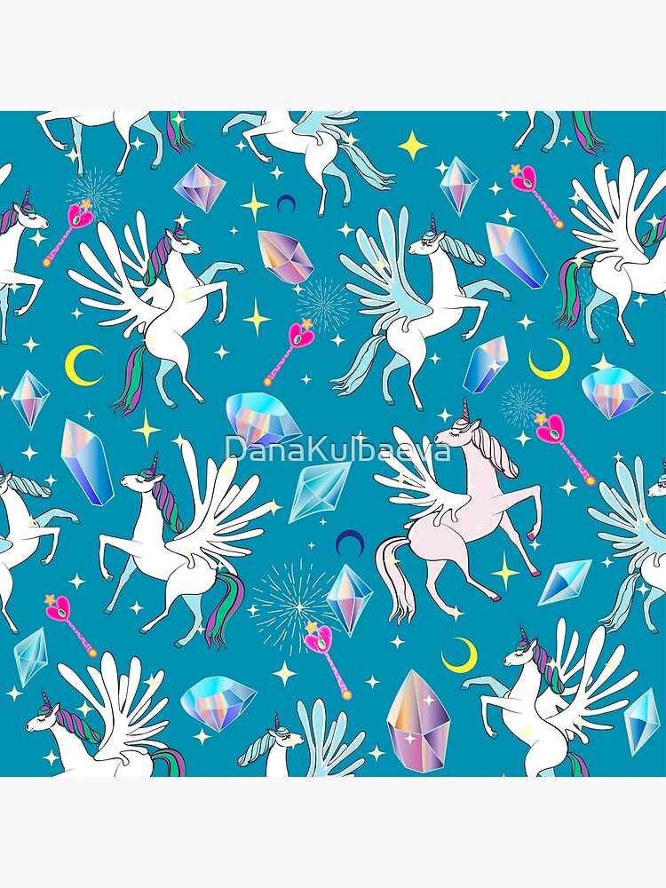 "Pegasus in the starry sky Moon, magic wands, constellations. Seamless ...