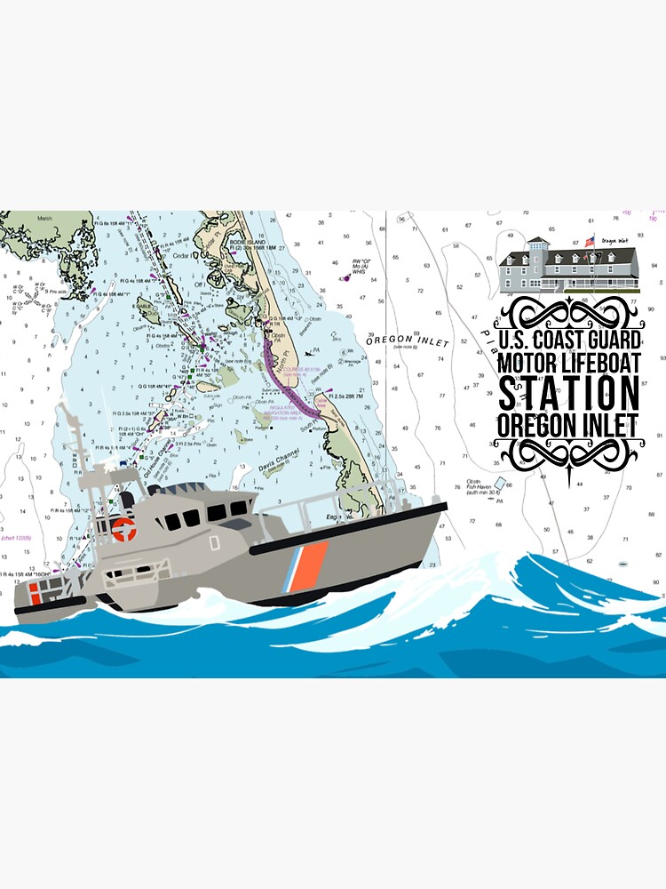 "Chart Art - Coast Guard Station Oregon Inlet" Sticker for Sale by ...