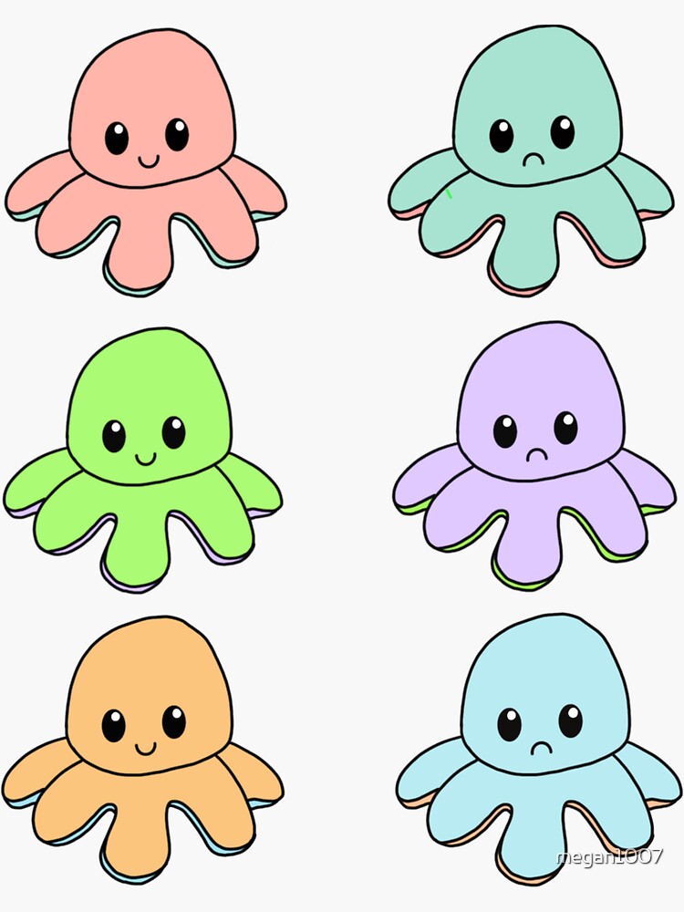 "Reversible octopus plush sticker pack " Sticker for Sale by megan1007 ...