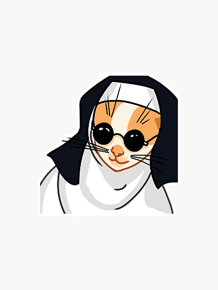 "Nun Cat with Sunnies Meme" Sticker for Sale by iamshizaki | Redbubble