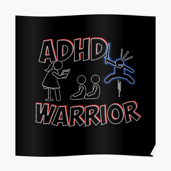 "Adhd warrior blue single" Poster by Just-a-Dude | Redbubble