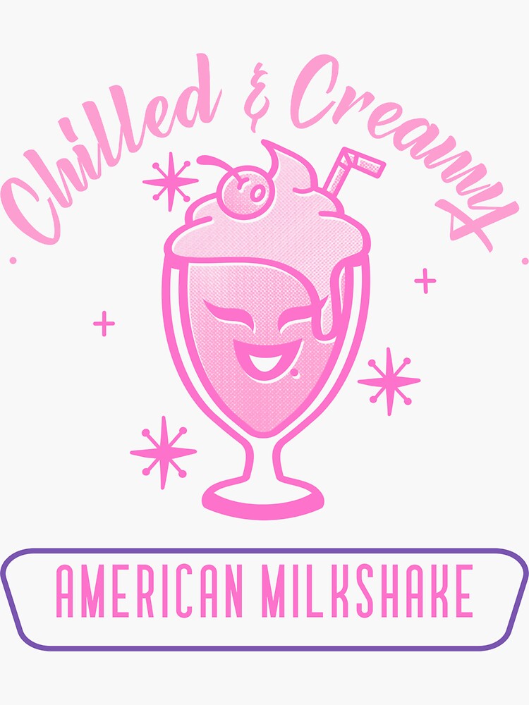"American milkshake,Strawberry milkshake cartoon" Sticker for Sale by ...