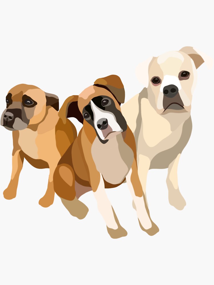 Pegatina «Tres Perros Perro Retrato Ilustración Digital» de sherylwylie ...