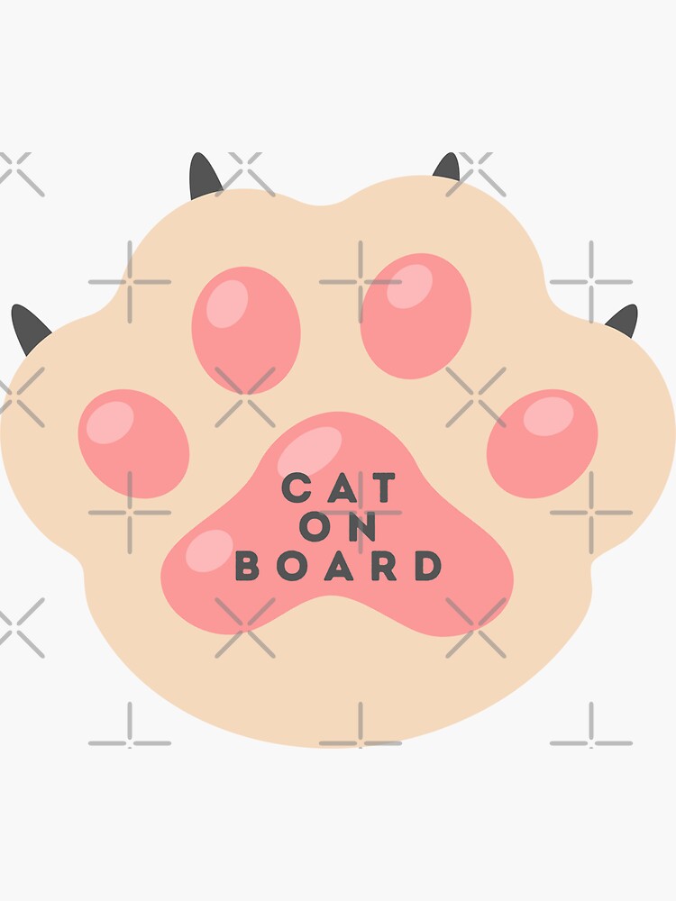 "Cat On Board Sticker" Sticker for Sale by crazyyapiart | Redbubble