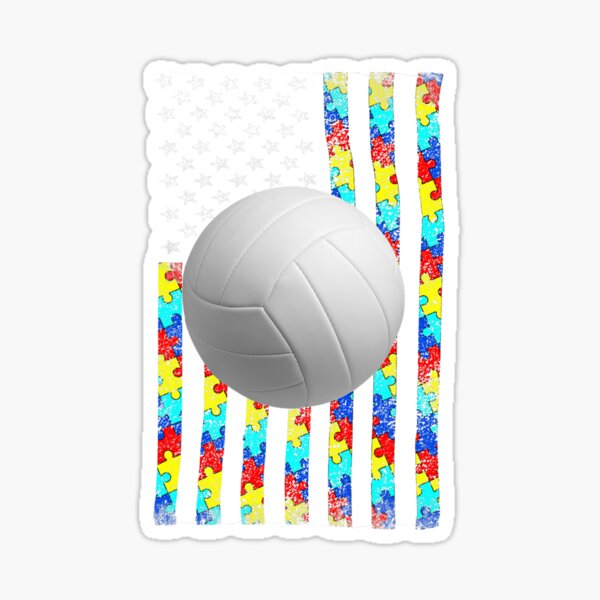 "Autism Awareness American Flag Volleyball" Sticker by gonefashion ...