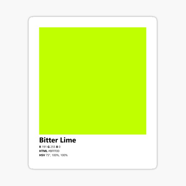 "Color Swatch/Card (Bitter Lime)" Sticker for Sale by Pestorian | Redbubble