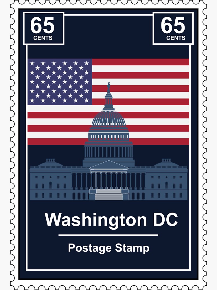 "Washington DC Postage Stamp" Sticker by Gina-Driada | Redbubble