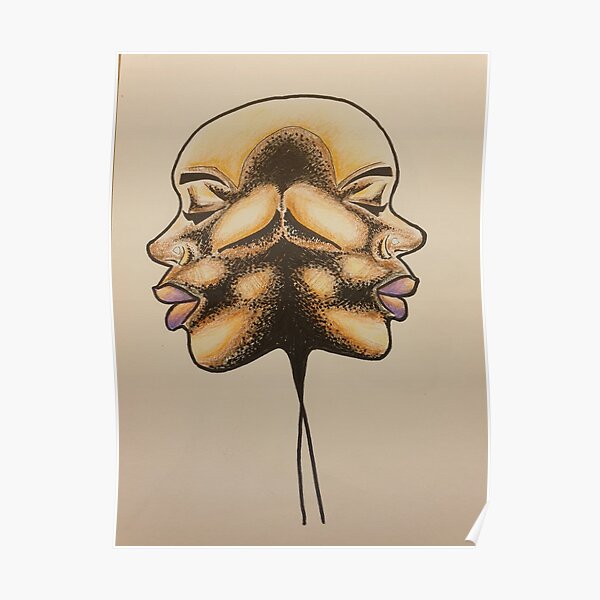 "Faces merged outward looking" Poster by EjsArtArt | Redbubble