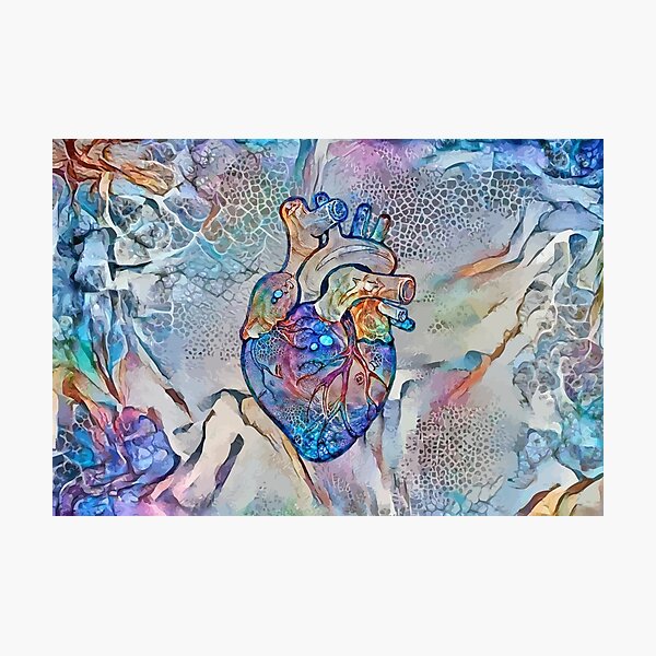 "Human heart illustration, mosaic seabed colorfull, anatomy art ...