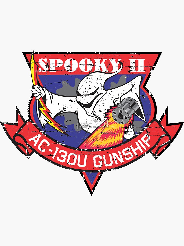 "AC-130 gunship Spooky II - Grunge Style" Sticker by pzd501 | Redbubble