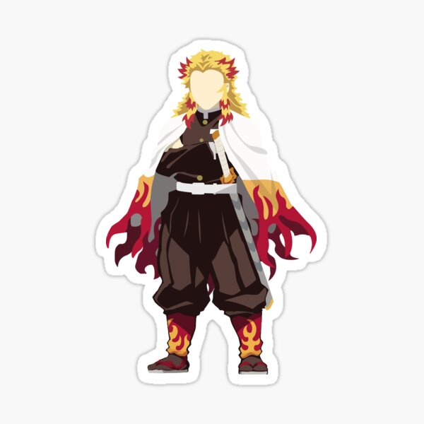 "Kyojuro Rengoku - Flame Hashira - Demon Slayer - Flat" Sticker by ...