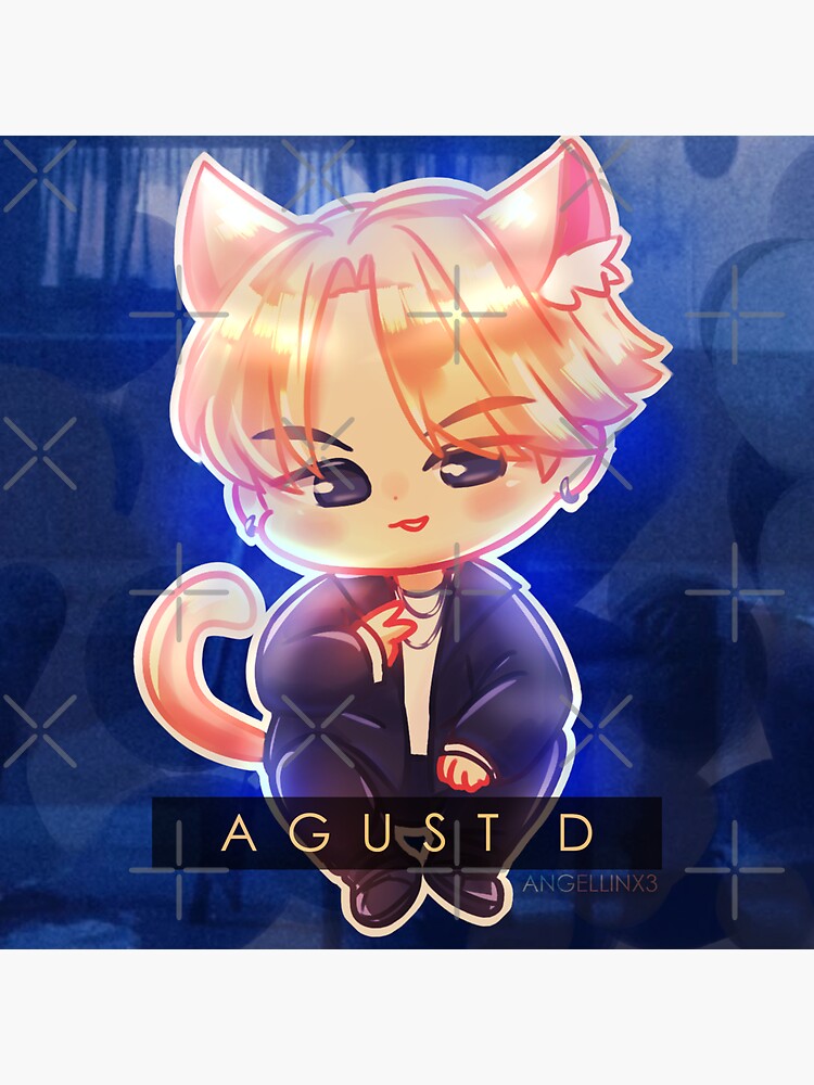 "Agust D chibi BTS - version 2 background" Sticker for Sale by ...