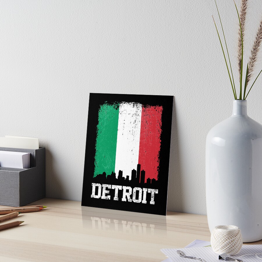 "Vintage Detroit Italian Flag Skyline Pride" Art Board Print for Sale ...