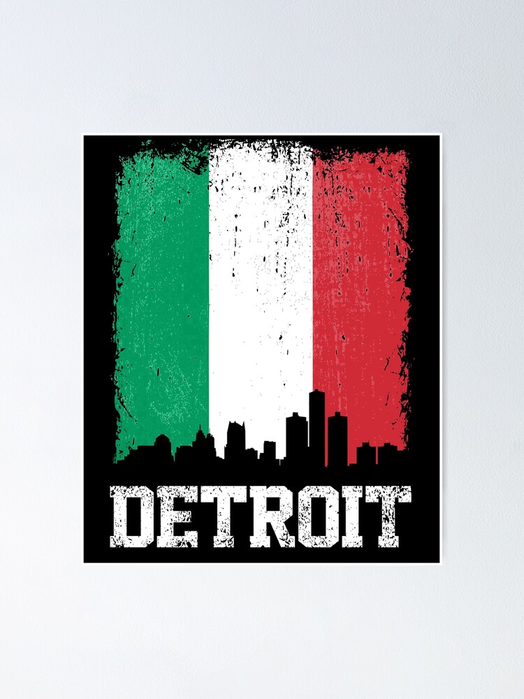 "Vintage Detroit Italian Flag Skyline Pride" Poster for Sale by ...