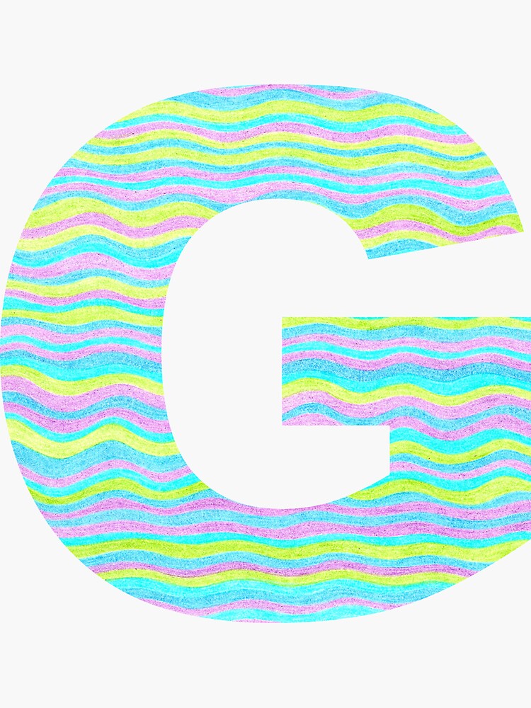 Pegatina «Inicial del monograma del patrón de la raya ondulada de neón ...