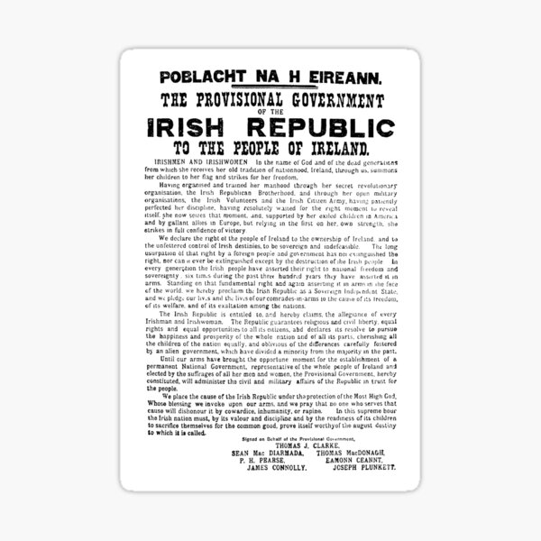 "Proclamation of the Irish Republic - Poblacht Na hÉireann" Sticker for ...