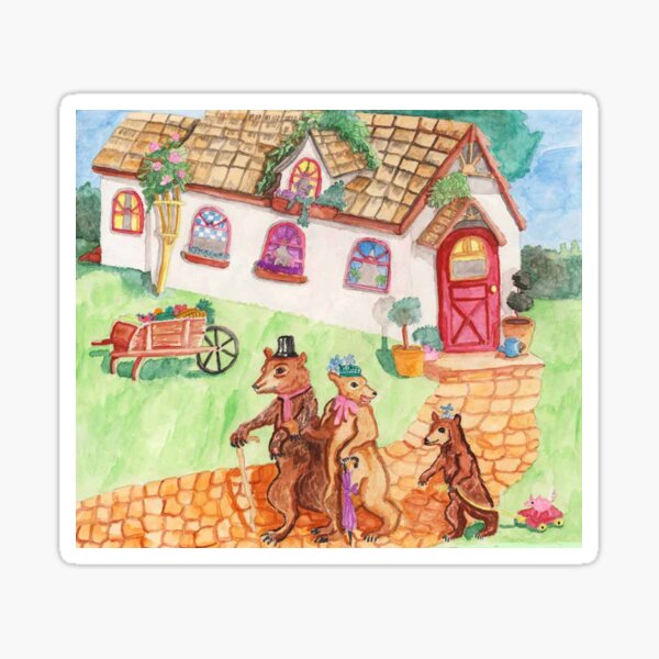"The Three Bears Go To Town" Sticker for Sale by pinkyjainpan | Redbubble