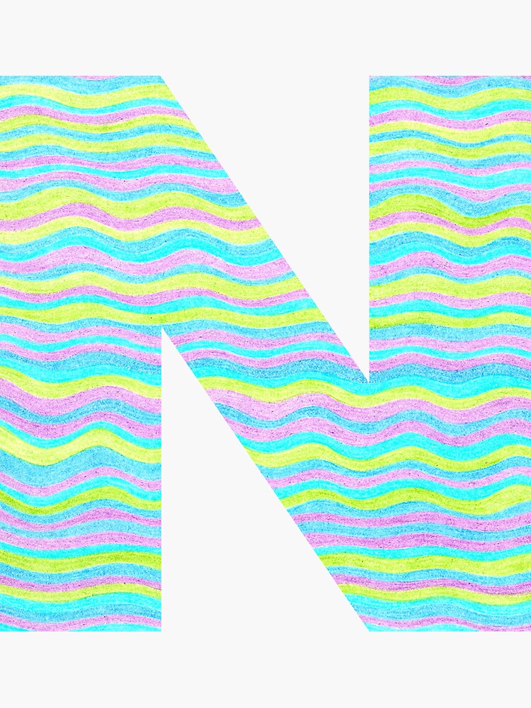 Pegatina «Inicial del monograma del patrón de la raya ondulada neón de ...
