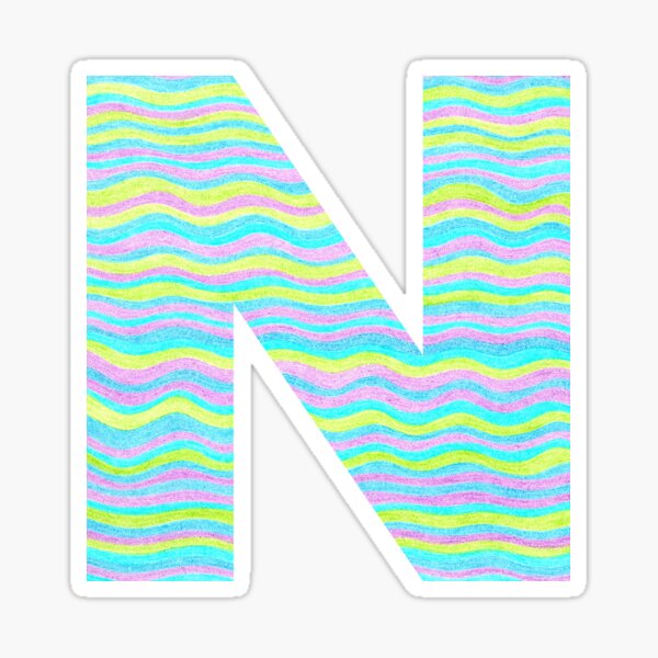 Pegatina «Inicial del monograma del patrón de la raya ondulada neón de ...
