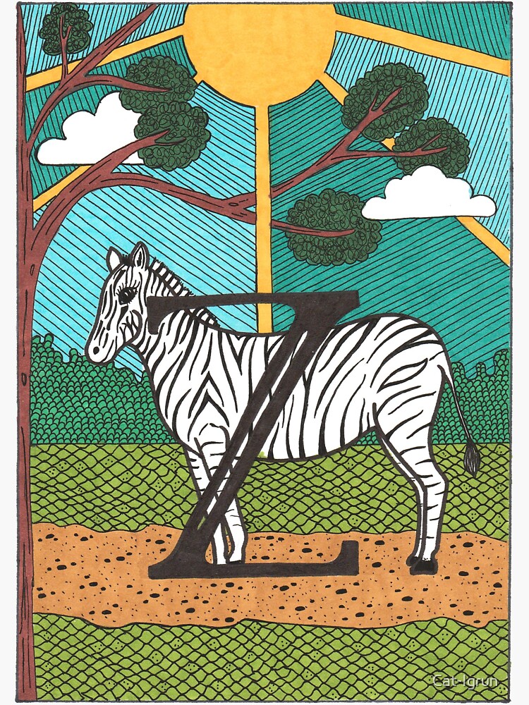 "Z is for Zebra" Sticker by Cat-Igrun | Redbubble