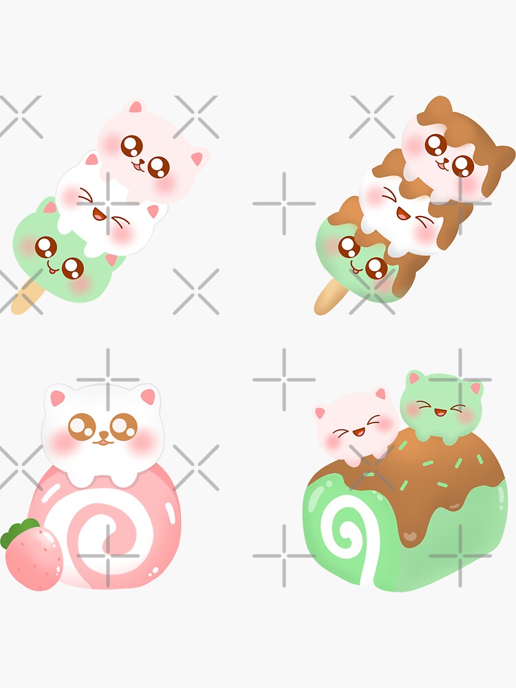 "Kawaii dango kittens set " Sticker for Sale by Katedmz | Redbubble