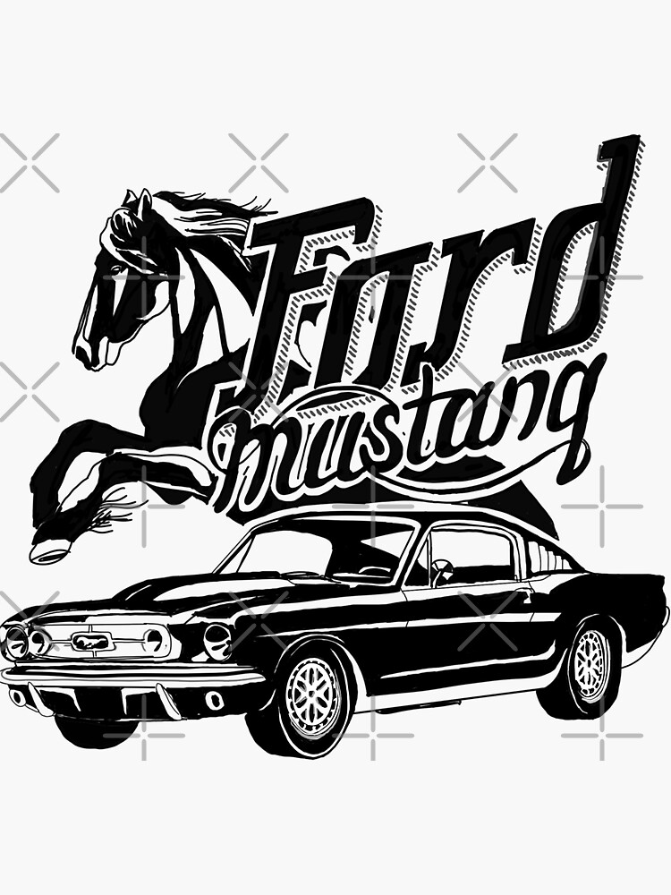 "67’ Ford Mustang Muscle Car Logo" Sticker by ModernGeek | Redbubble