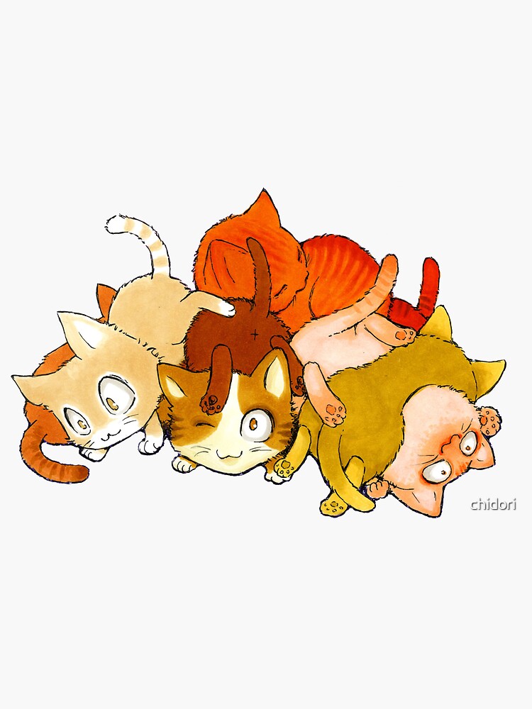 "Cat stack" Sticker by chidori | Redbubble