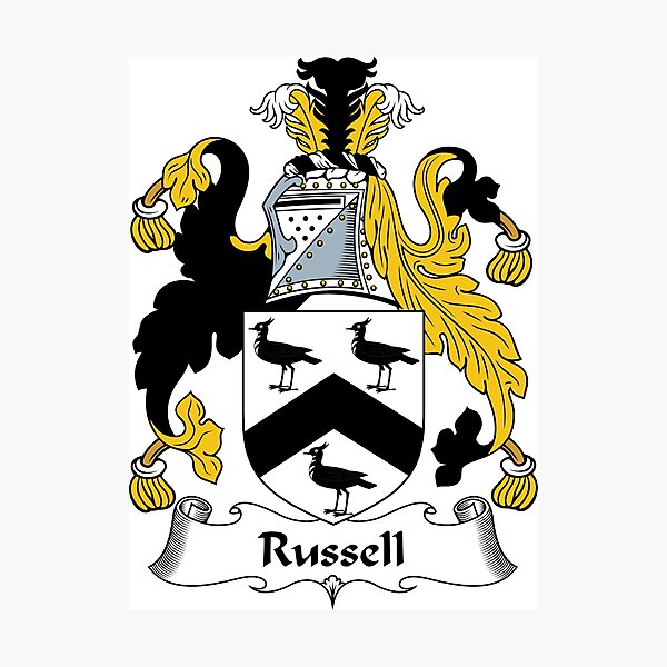 Lámina fotográfica «Escudo de armas de Russell / cresta de la familia ...