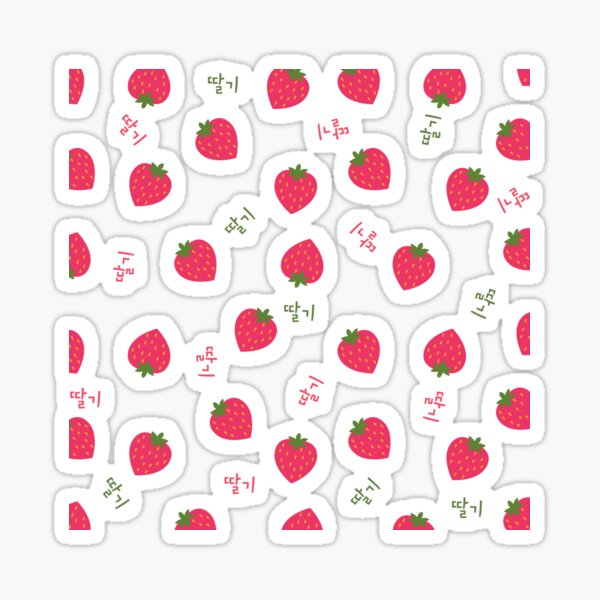 "Strawberry pattern design with Korean wording 딸기" Sticker for Sale by ...