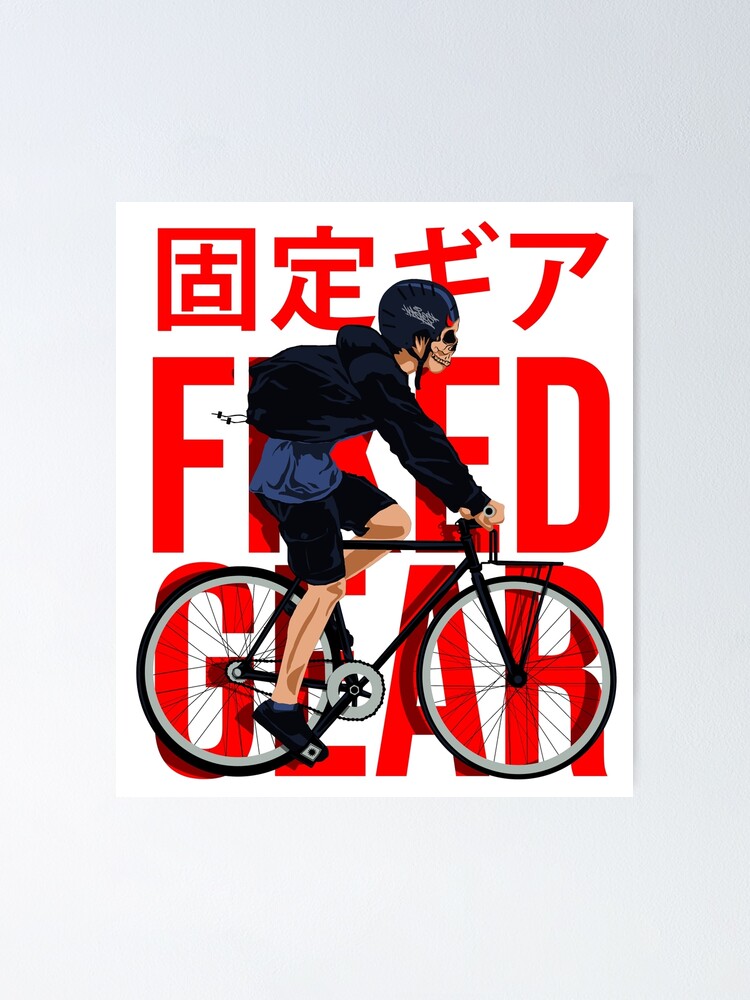 "fixed gear skull mask rider fixie" Poster for Sale by vdeos19 | Redbubble