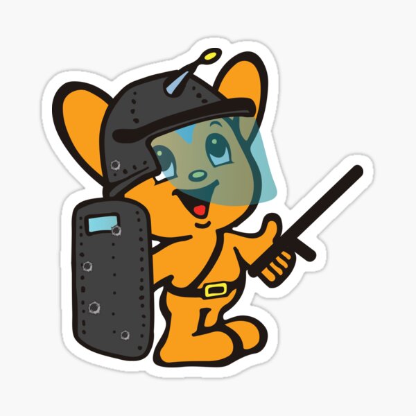 "Pipo-Kun - Tokyo Police Mascot - Riot Gear" Sticker for Sale by ...