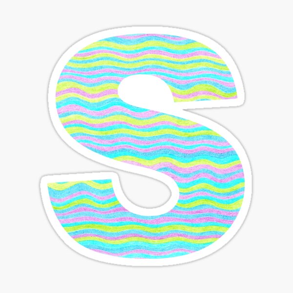 Pegatina «Letra S Neón ondulado patrón de rayas monograma inicial» de ...