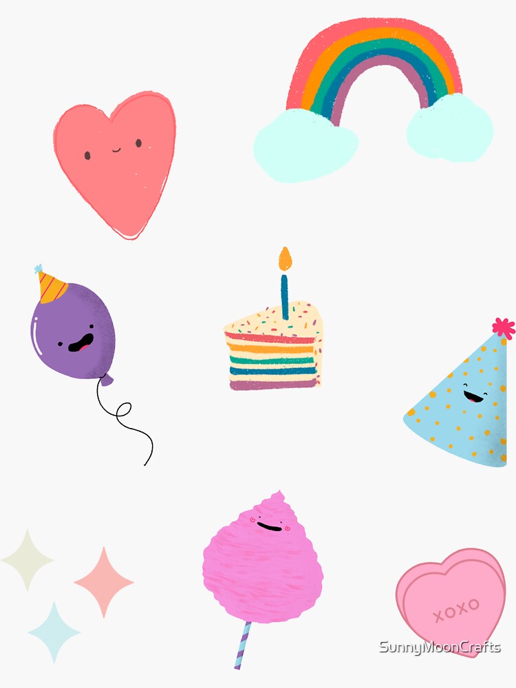 "Cute Birthday Sticker Pack" Sticker for Sale by SunnyMoonCrafts ...