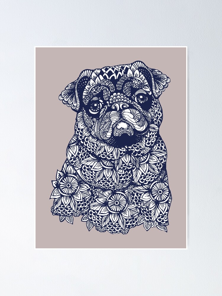 "Mandala of Pug" Poster by Huebucket | Redbubble