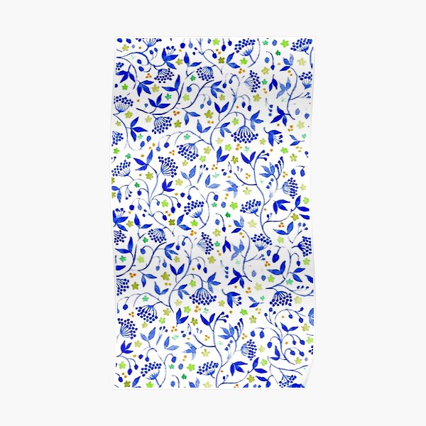 "Blue flower design" Poster by Midhuna | Redbubble