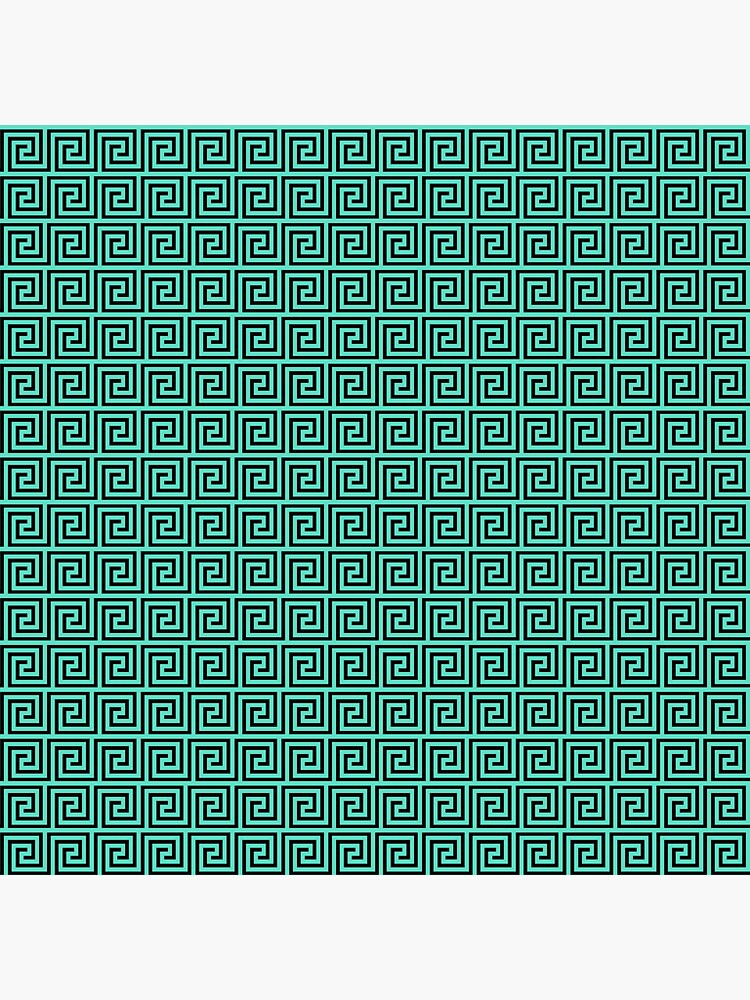 "Large Blue and Black Greek Key Interlocking Repeating Square Pattern ...