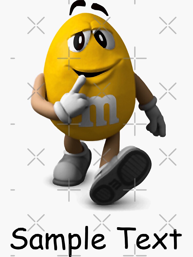 "Sample Text Yellow MandM" Sticker for Sale by BROWNDANGERF | Redbubble