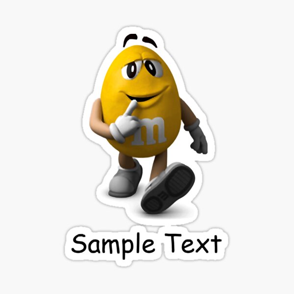 "Sample Text Yellow MandM" Sticker for Sale by BROWNDANGERF | Redbubble