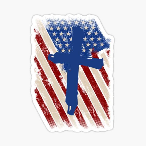 "American Flag and Cross" Sticker for Sale by Treasurekey | Redbubble